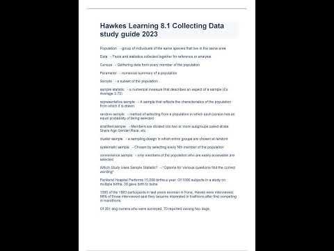 Hawkes Learning 8 1 Collecting Data study guide 2023 - YouTube