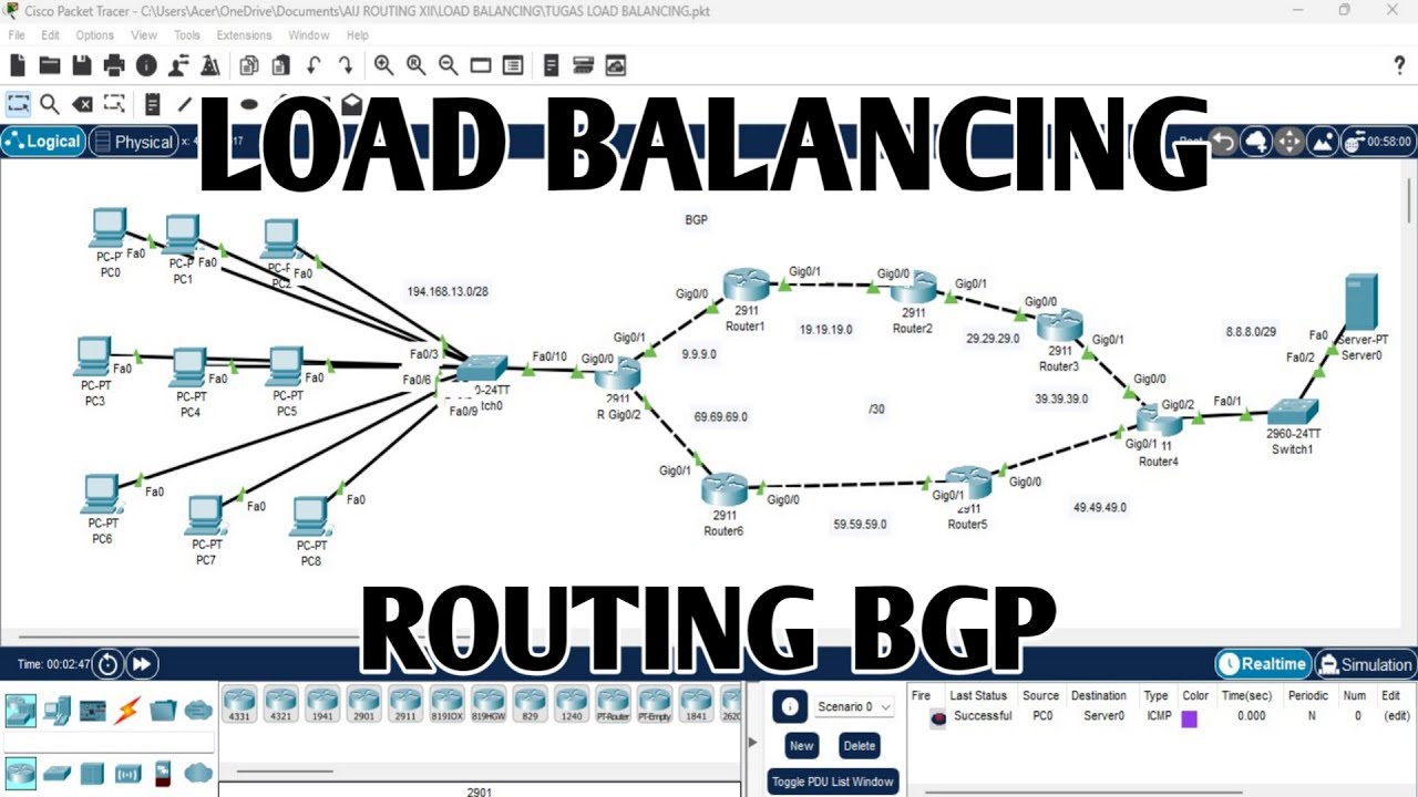 LOAD BALANCING 7 ROUTER MENGGUNAKAN ROUTING BGP | AIJ - YouTube