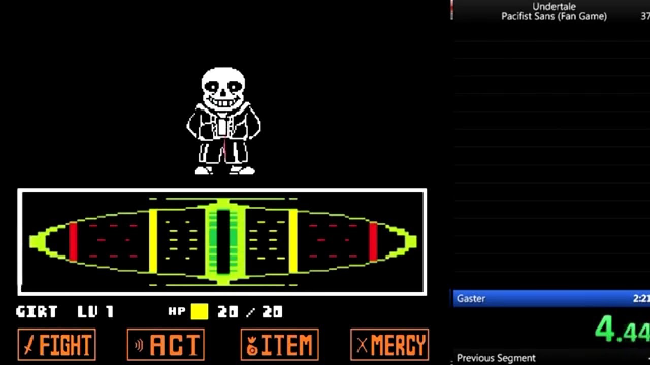 Undertale Pacifist Sans Fight Fan Game Speed Run 2:20.60 - YouTube