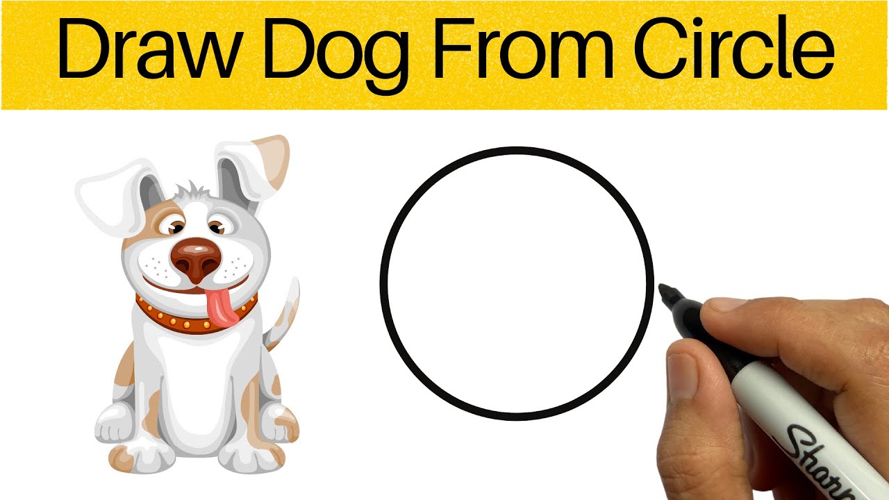 How To Draw A Dog With Circle | How To Draw Cute Easy Dog Step By Step ...