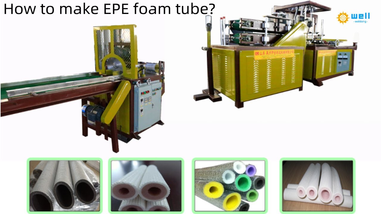 EPE foamed pipe production # line - YouTube