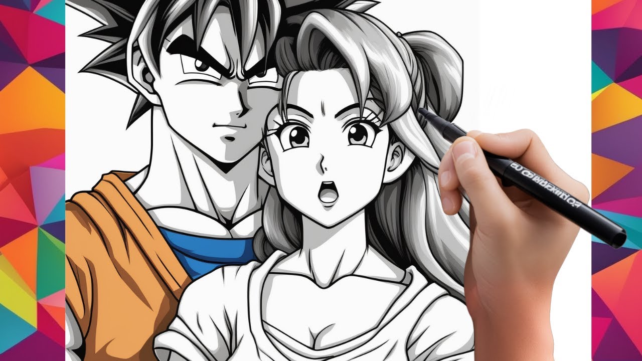 How to draw GOKU WITH HIS GIRLFRIEND (Dragon ball z) Drawing tutorial 11 - YouTube