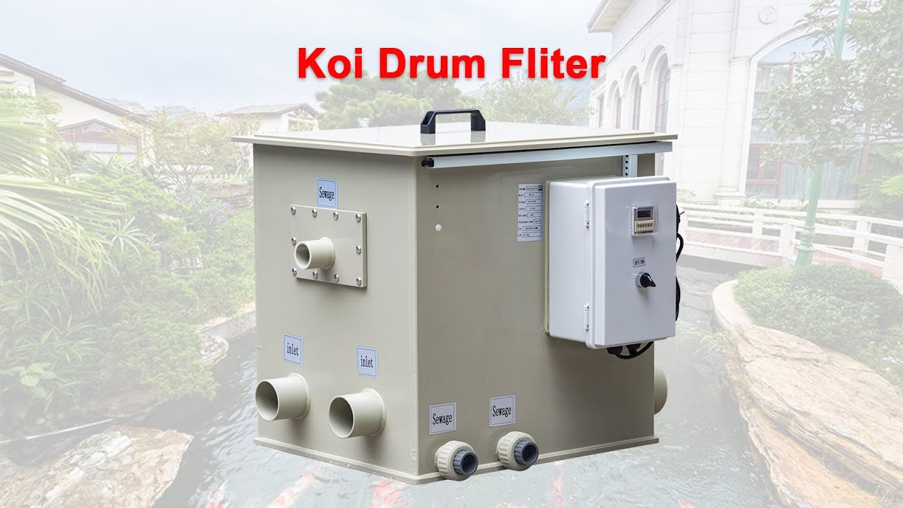 PM 20m³/h Aquaculture Rotary Drum Filter for Koi Pond - YouTube