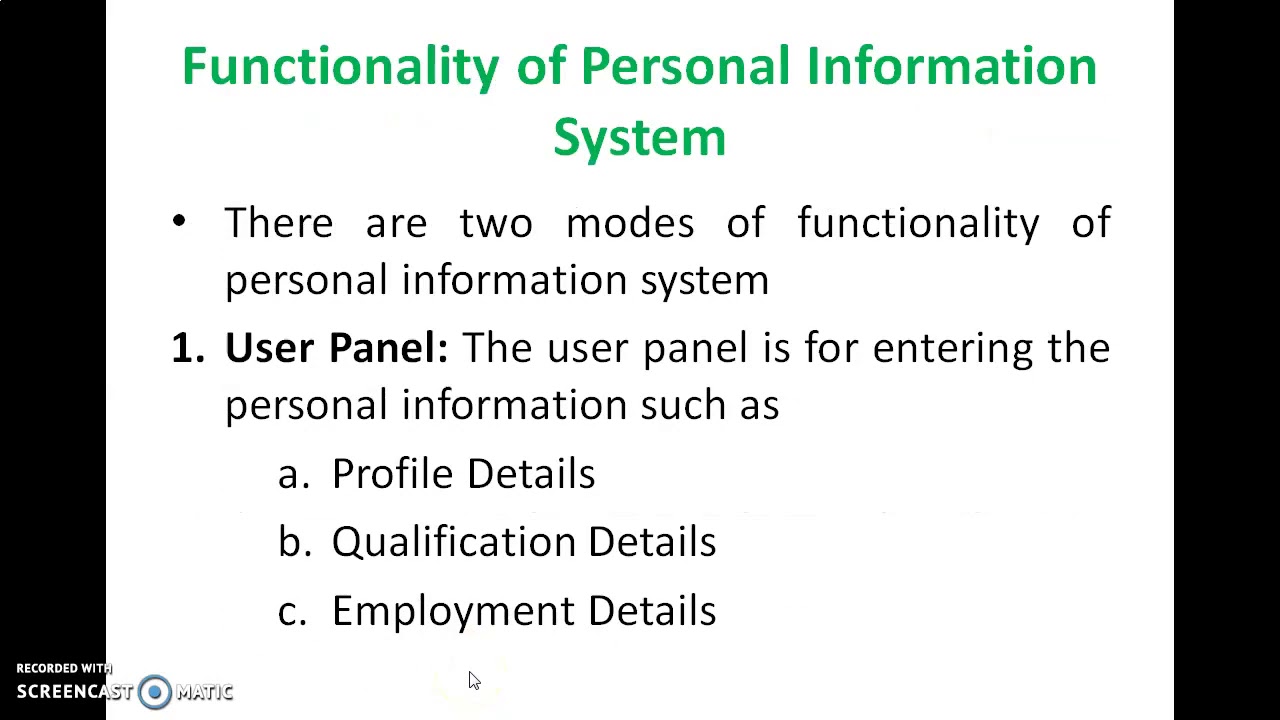 Personal Information System - YouTube