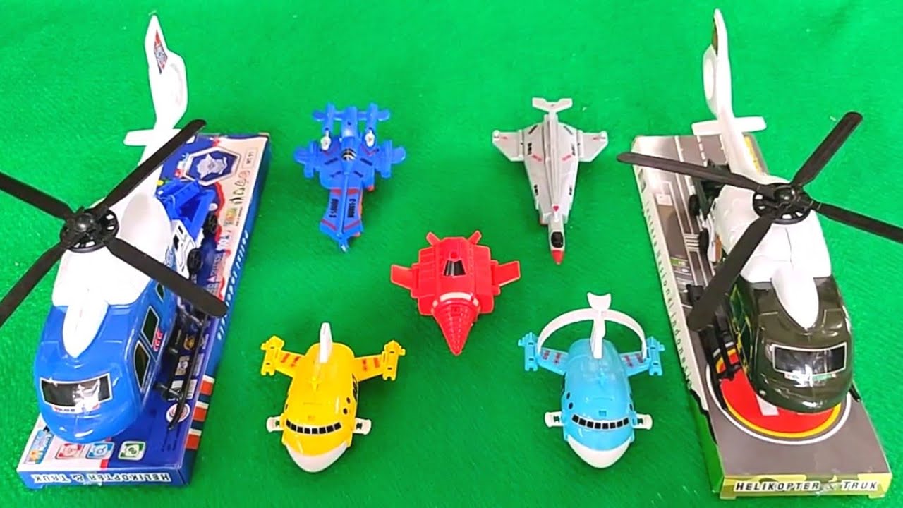Unboxing Mainan Helikopter Tentara,Helikopter Polisi,Robot Pesawat ...