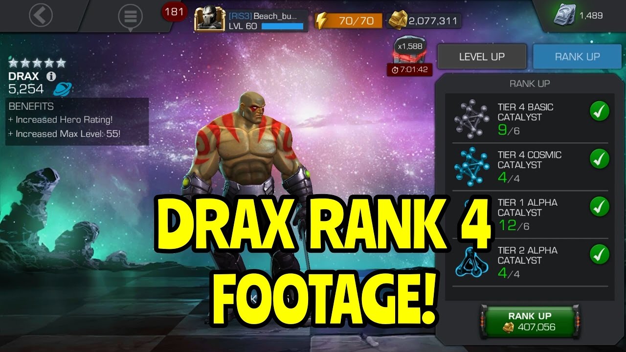 5 Star Drax Ranking (Rank 4) and Epic Fights - Marvel Contest of ...