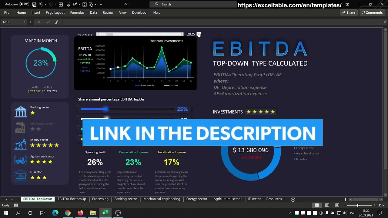 Dashboard for EBITDA analysis of investments in Excel - YouTube