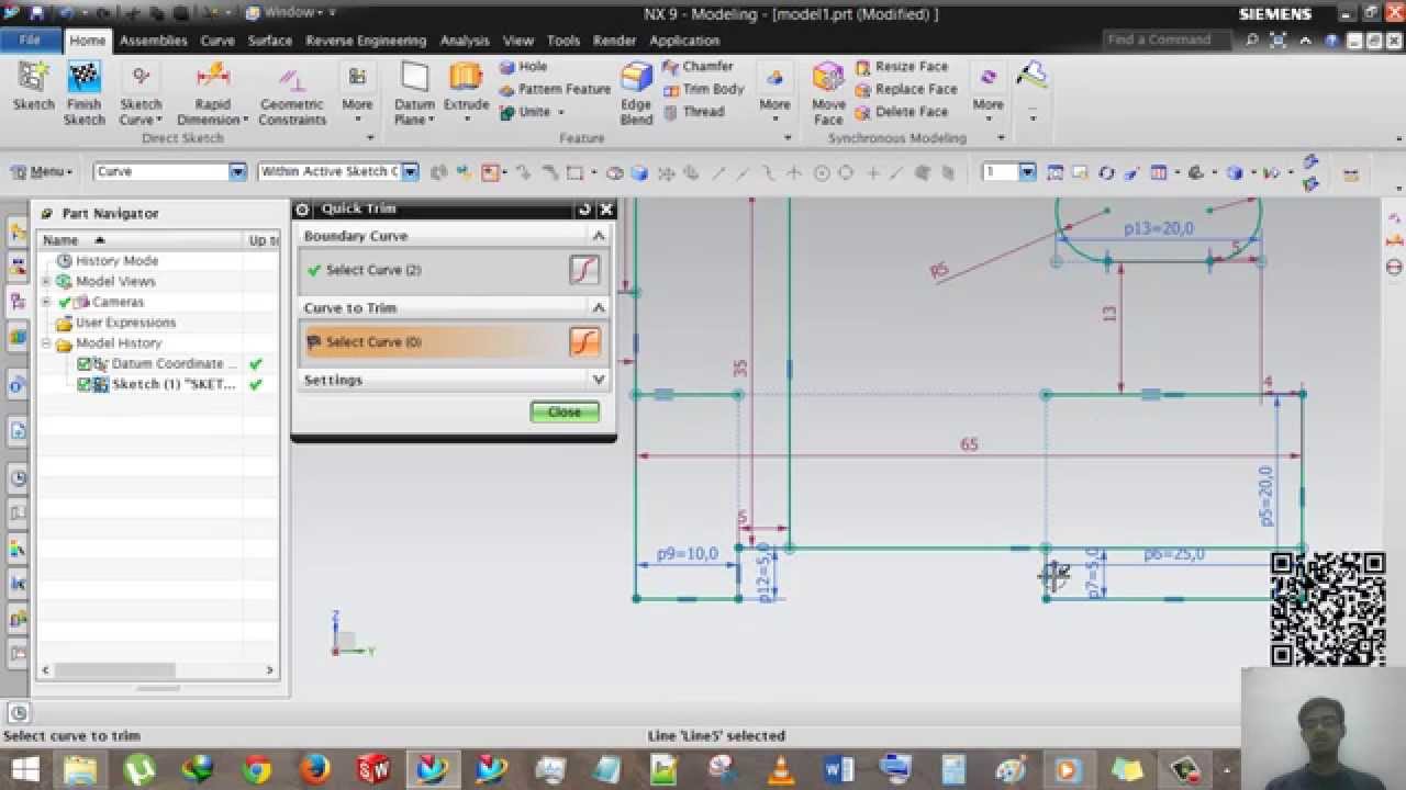 Siemens NX - Sketch Part-2 - Chamfer, Fillet, Trim - YouTube