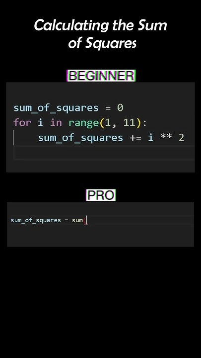 Beginner😅 Vs Pro😎 Sum Of Squares 🔢⚡ Python Programming Coding