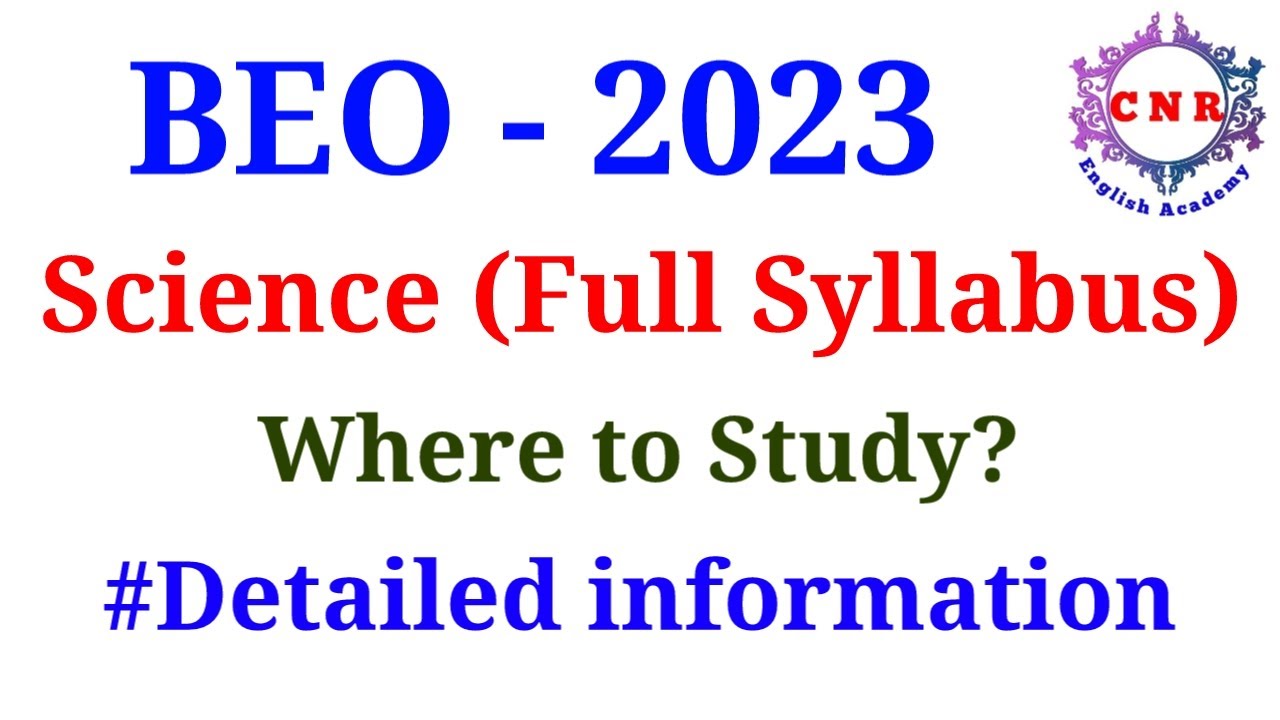 BEO| Science Full Syllabus | Where To Study | Information - YouTube