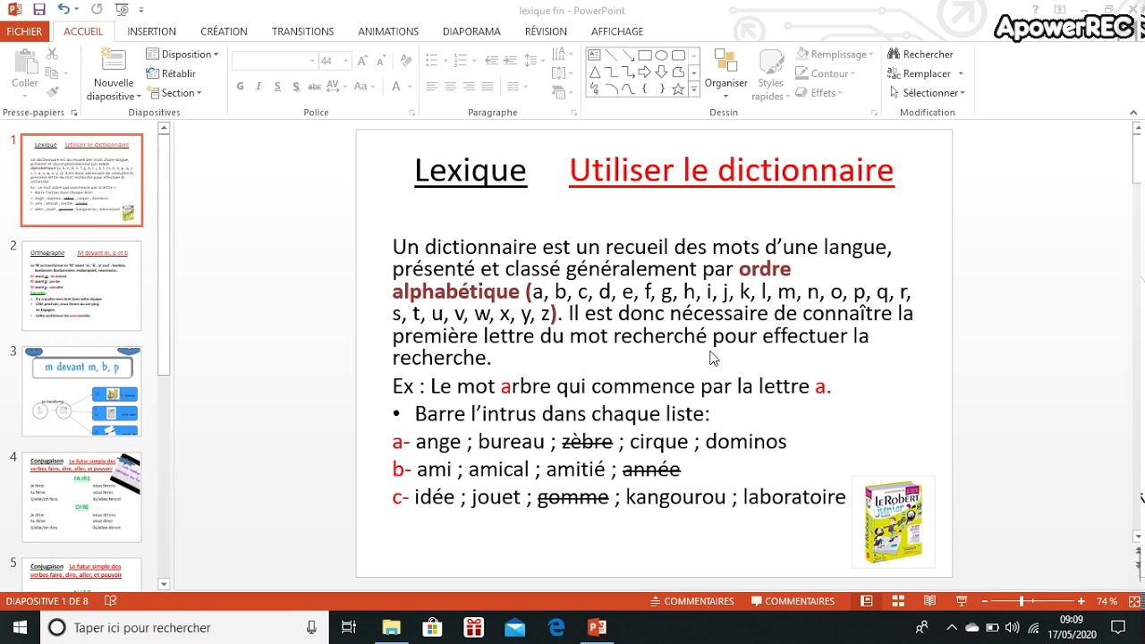 lexique utiliser le dictionnaire 2° année primaire - YouTube