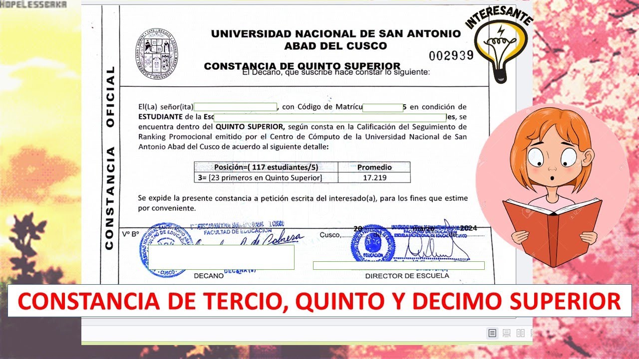 COMO OBTENER LA CONSTANCIA DE TERCIO, QUINTO Y DECIMO SUPERIOR ...