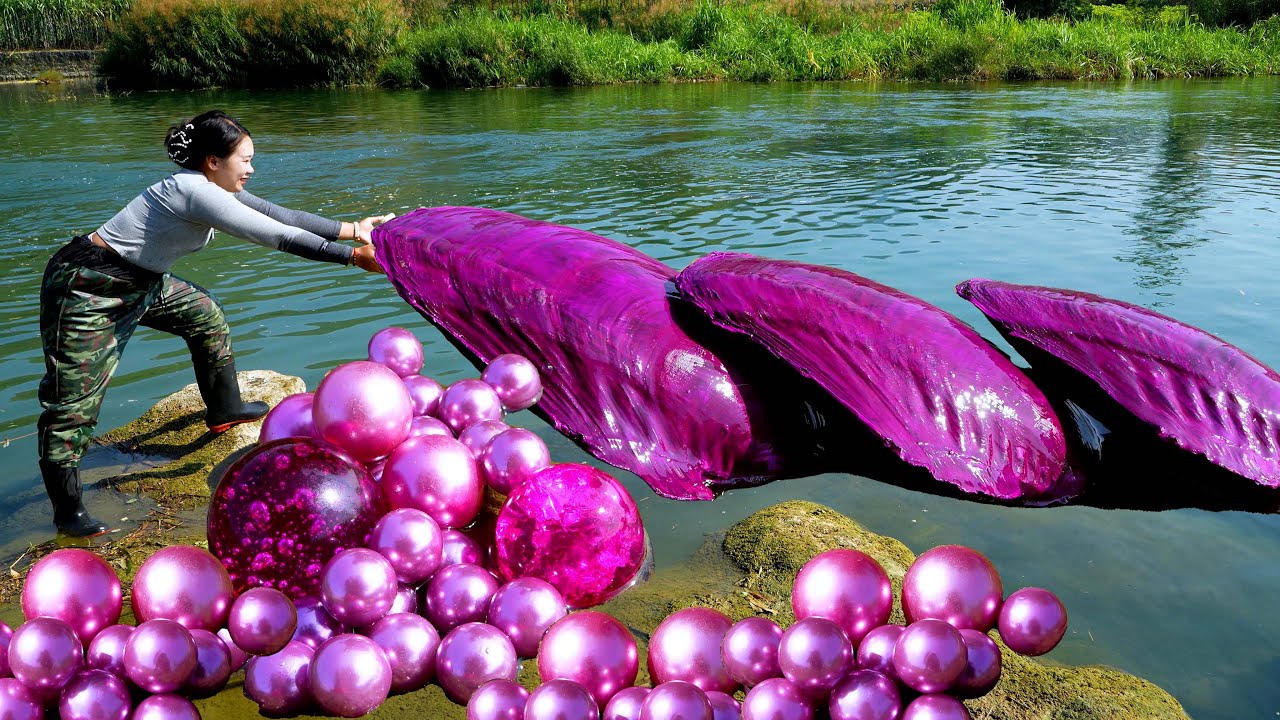 🎁🎁Giant purple clams with desirable purple pearls inside, each one so ...