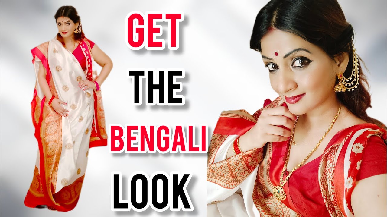 BENGALI LOOK | EASY SAREE DRAPING #trending #bengali #lookbook - YouTube
