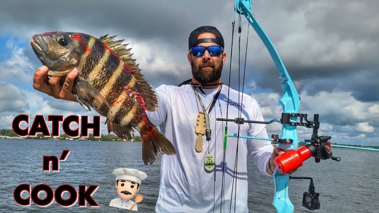 Shoot n' Cook! Bowfishing Florida Sheepshead - YouTube
