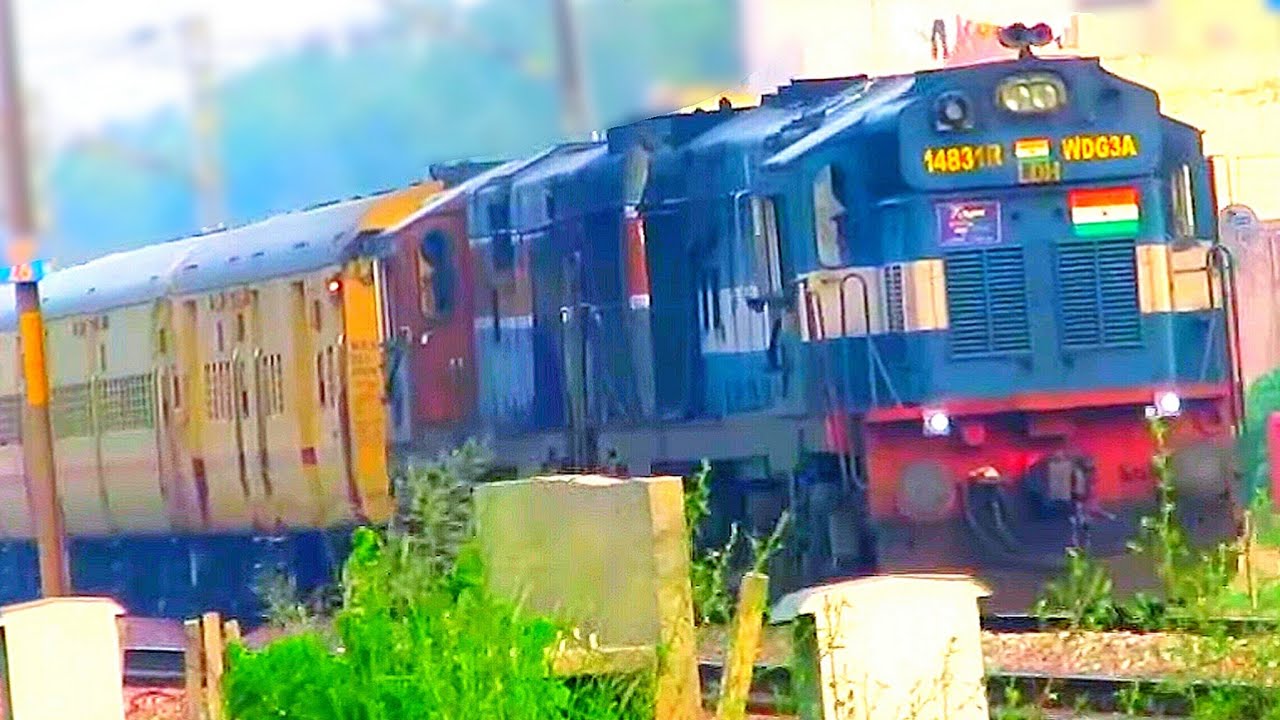 High Speed Trains on Double Railway Tracks! Indian Railway Trains Video ...