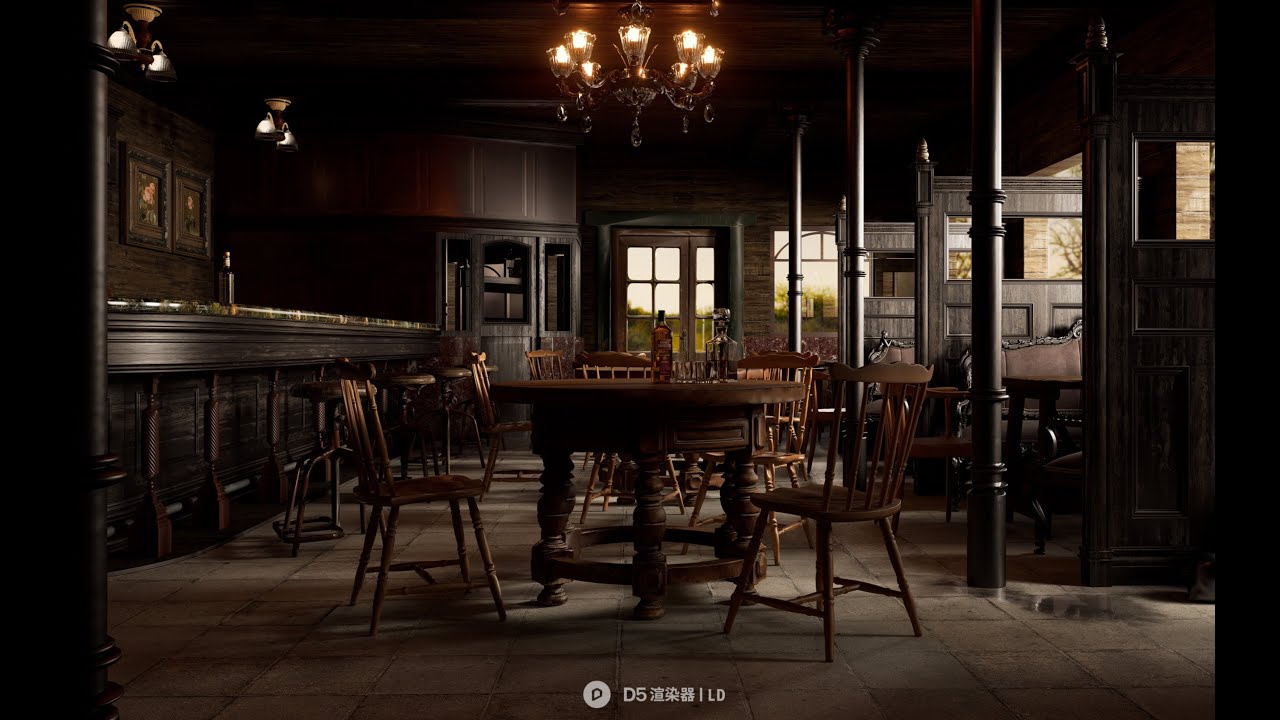 CGsorealCom Retro Style Bar D5 Render - YouTube