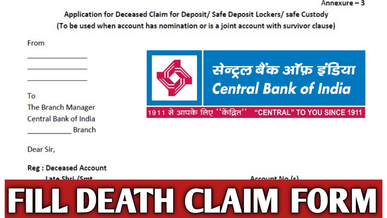 How To Fill Death Claim Form Of Indian Bank - Design Talk