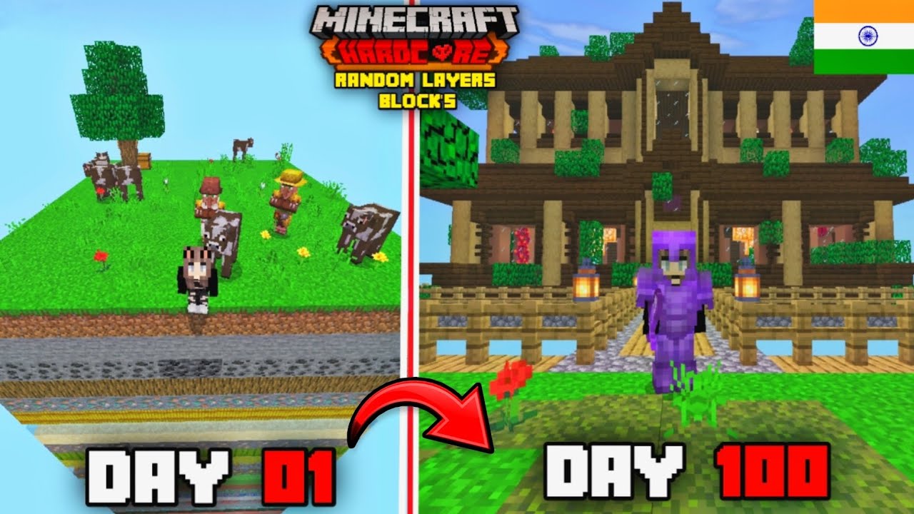 Survive 100 Days on a RANDOM LAYERS CHUNK | Minecraft 100 days hardcore ...