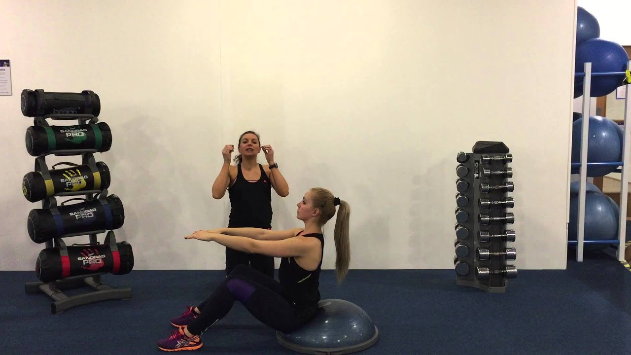 Half Roll Back w: Twist on Bosu - YouTube