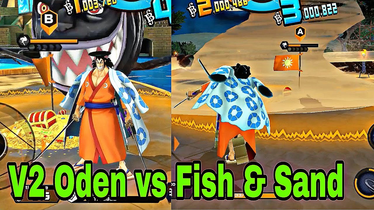 V2 Oden vs fish and sandstorm one piece Bounty rush - YouTube