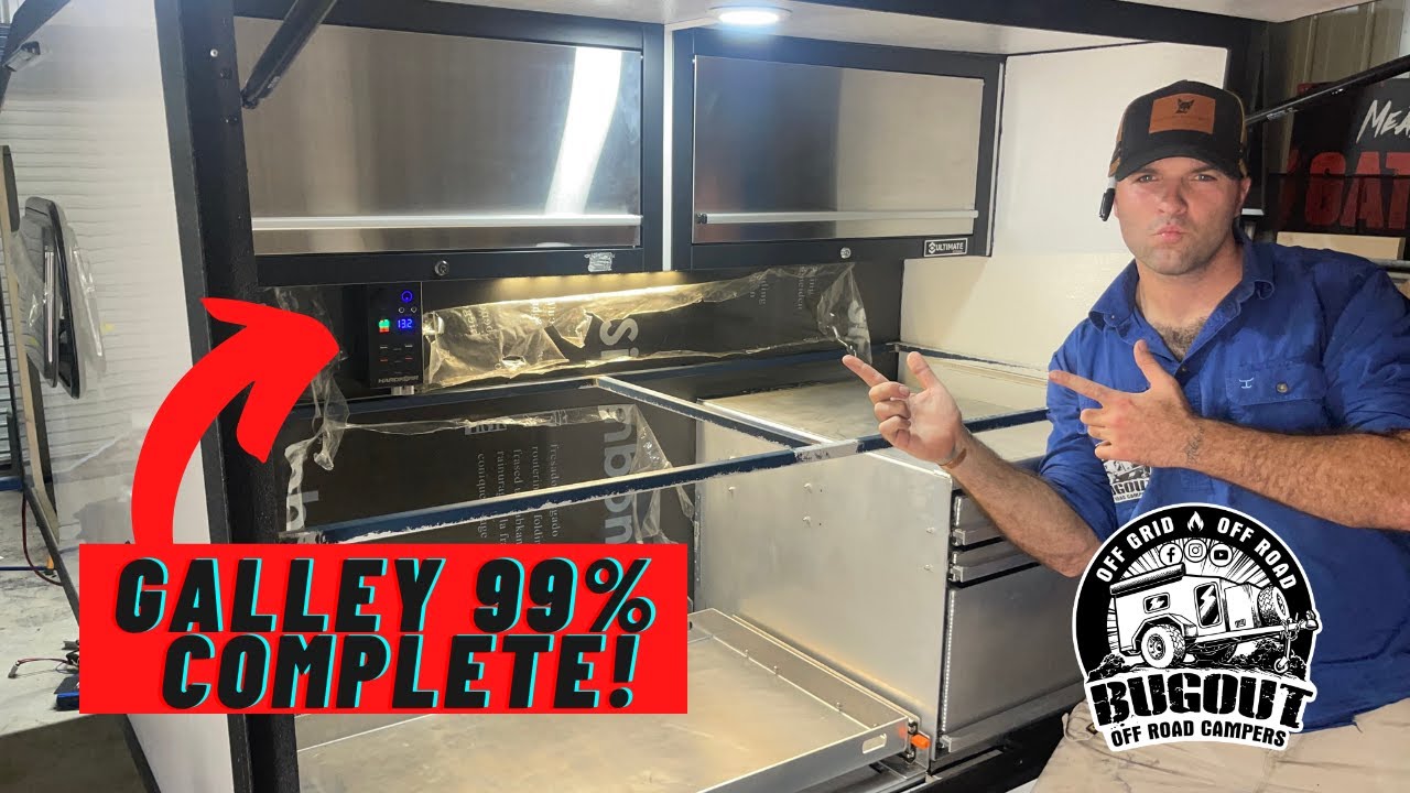 DIY SQUARE-DROP CAMPER BUILD EP 16 - Galley 99% Complete! Bedroom Fit ...