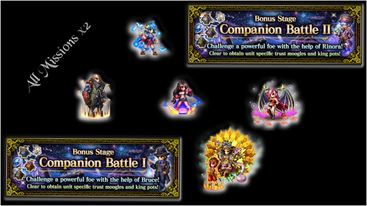 [FFBE] Companion Battle I & II (Bruce/Rinora) - All Missions x2 - YouTube