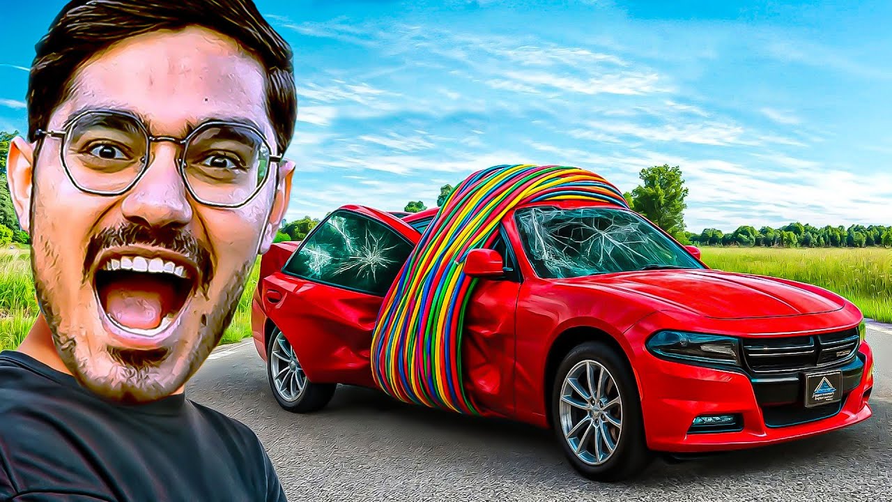 Taping Two Cars Together Using Cello Tape दो गाड़ियों को टेप से चिपका ...