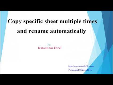 How to copy sheet and rename automatically in Excel? - YouTube