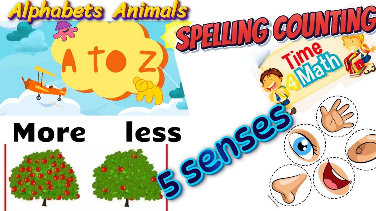 Alphabets Animals/More and Less Concept/Spelling Counting/Phonics song ...