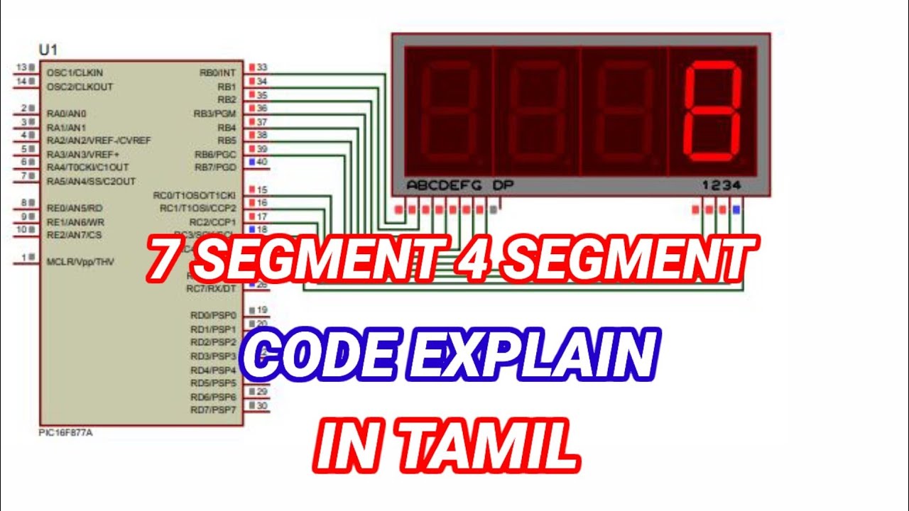 #25 7 SEGMENT 4 SEGMENT CODE EXPLAIN IN TAMIL - YouTube