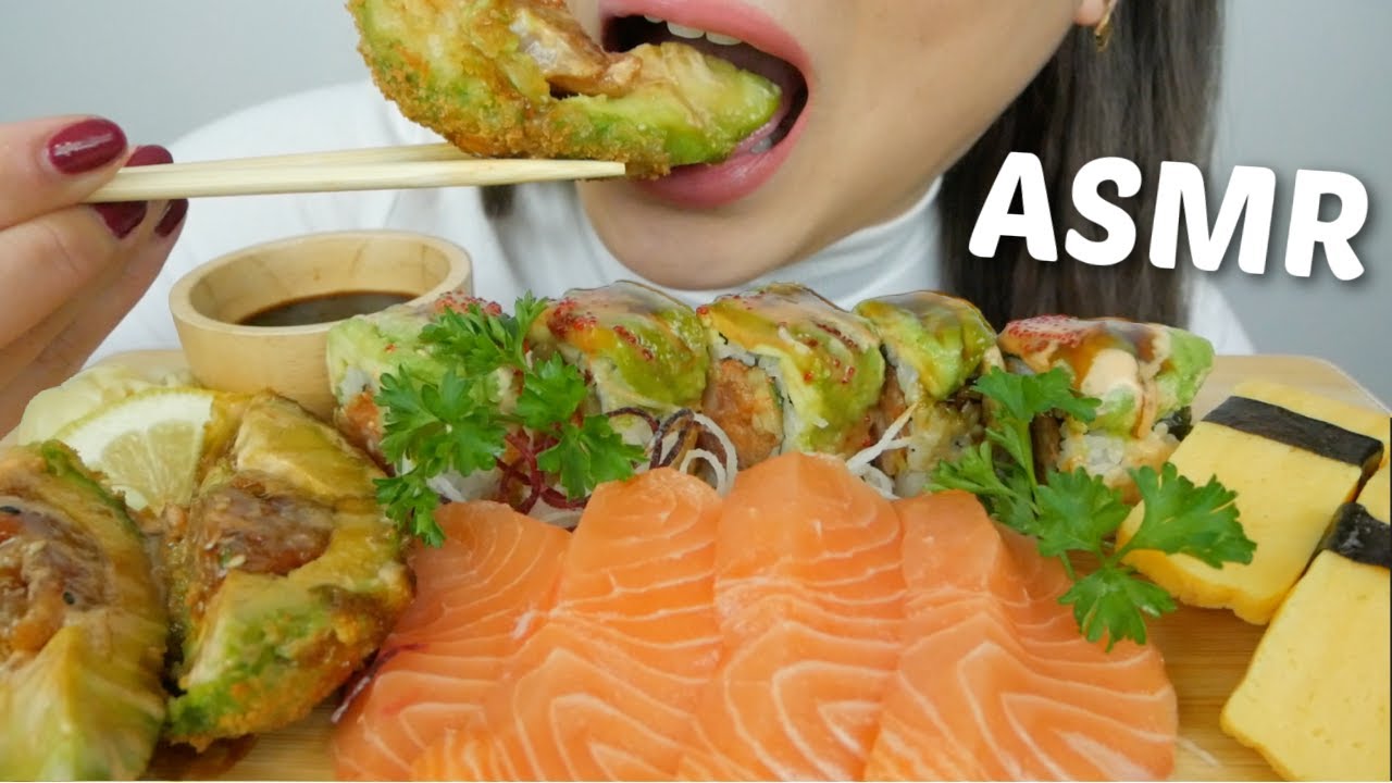 ASMR SUSHI *911 Roll, Volcano Avocado with Atlantic Salmon Sashimi No ...