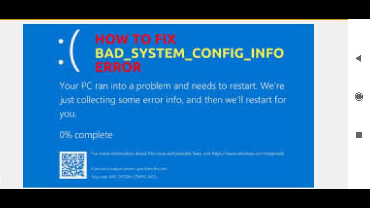 Bad system configuration information error Solved 100% - YouTube