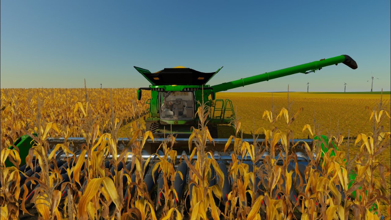 CORN HARVESTING 4 COMBINES COMPITITION HURON COUNTY FARM LIVE FS22 ...