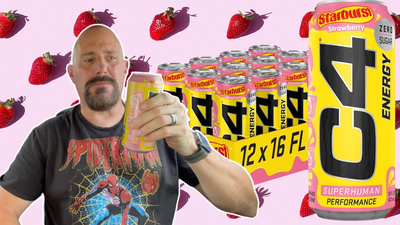 C4 Energy Drink Strawberry (Pink) Starburst Flavor Review : Food Review ...