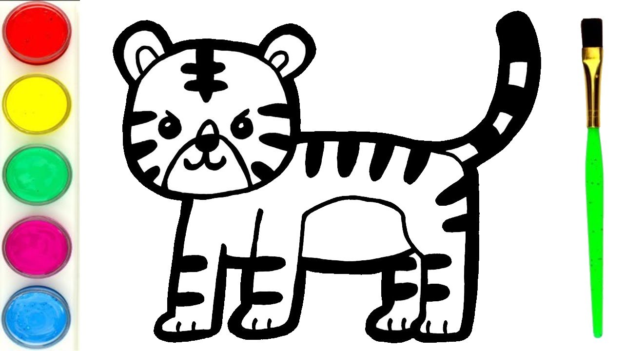 Baby tiger coloring and drawing Learn colors || Cara menggambar Halaman ...