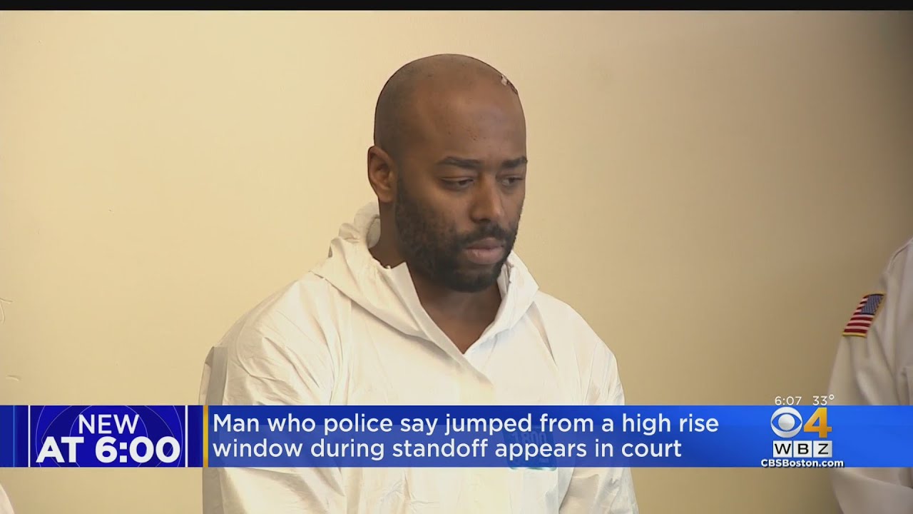 Man who jumped out 12 story window to avoid police in court - YouTube