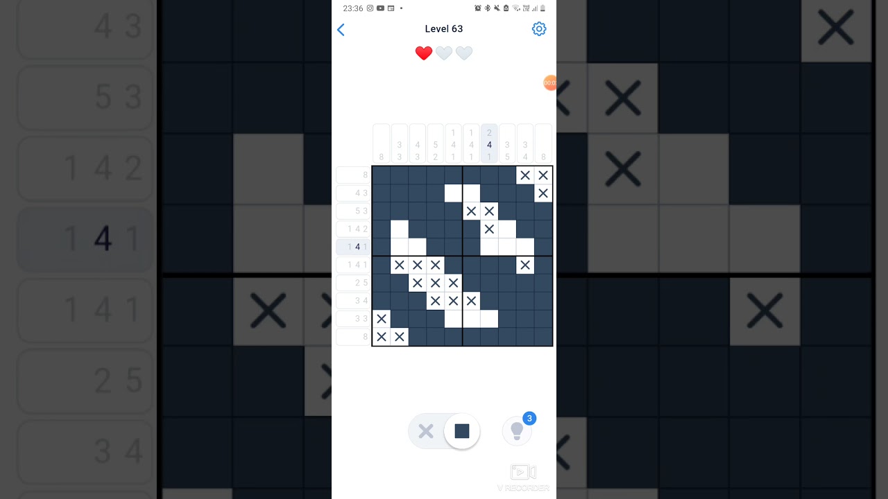 nonogram puzzle level 63 - YouTube