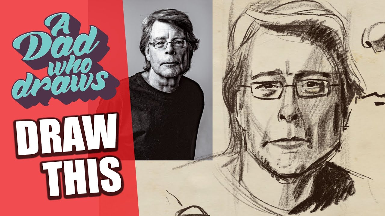 How to Draw a Portrait of Stephen King | Step-by-Step Tutorial 🖌️ - YouTube