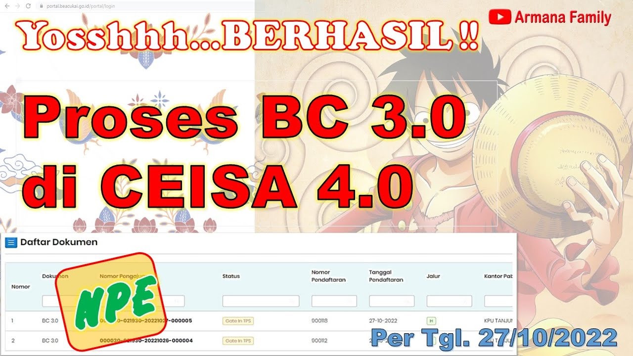 Yes Aman, Testing BC 3.0 Berhasil Mendapat Respon NPE / PEB di Ceisa 4. ...