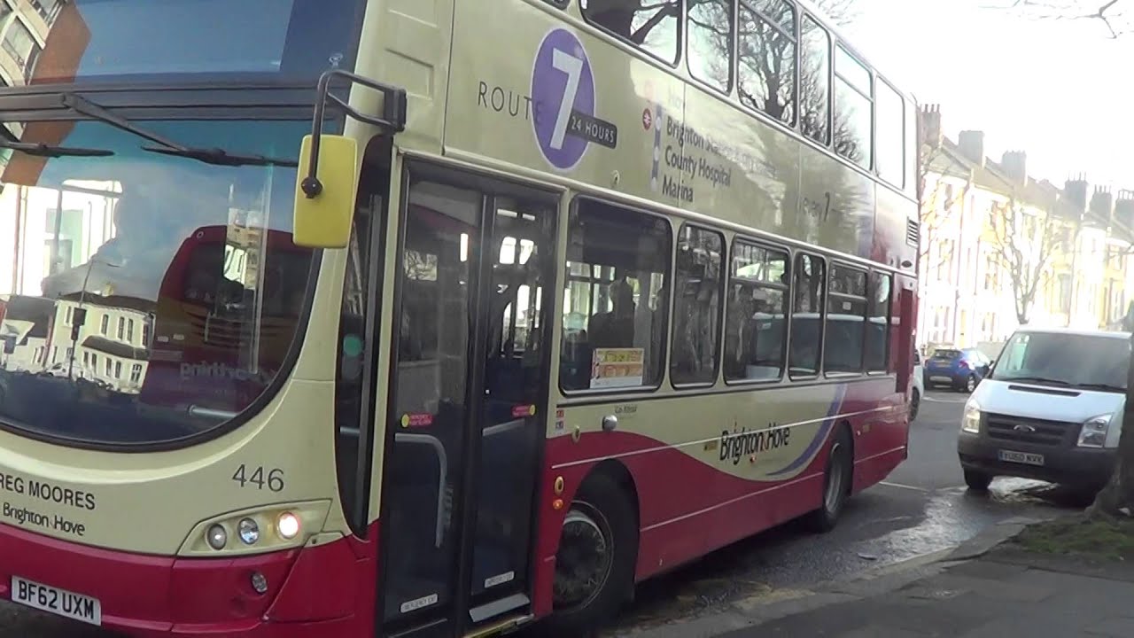 Brighton and Hove bus route 7 departing Hove Station bus stop 5th March ...