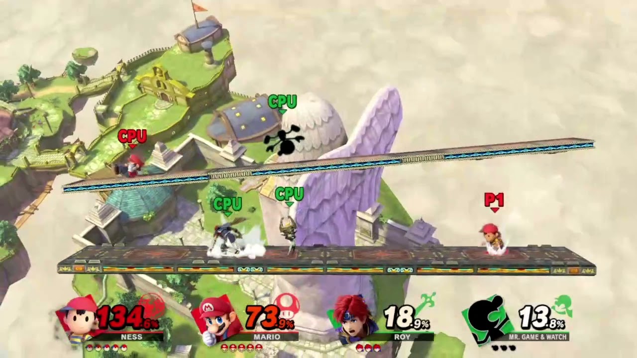 Ness and Mario vs. Roy and Mr. Game and Watch - Skyloft - YouTube