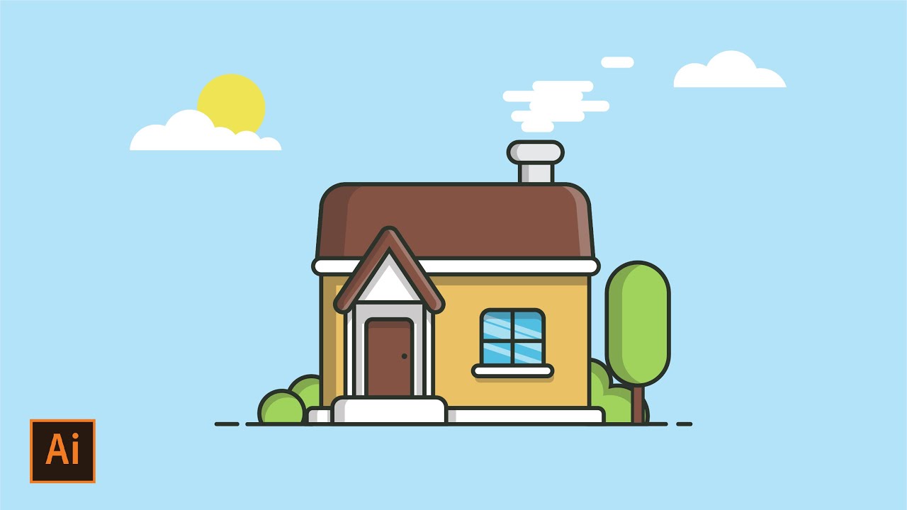 #36 Tutorial Illustrator | Cara Membuat Vector Rumah Vintage di Adobe ...