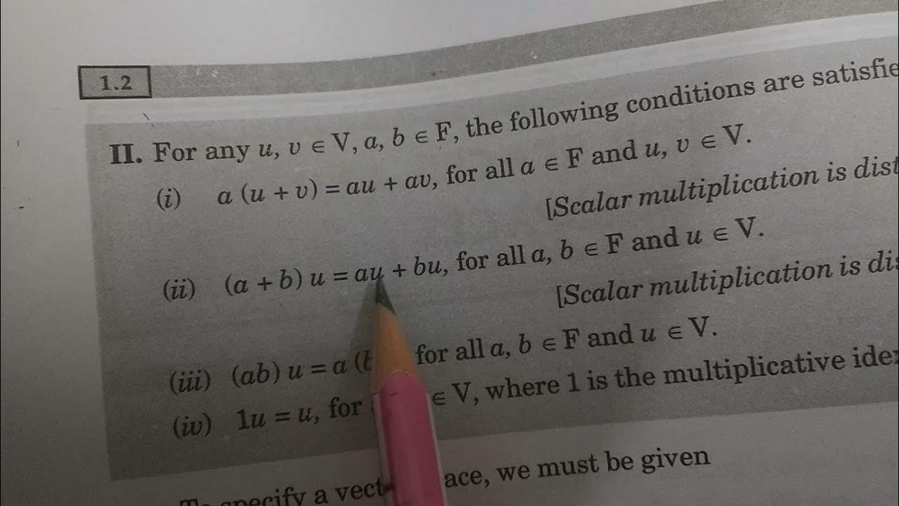 Lecture 1, Vector Spaces and Subspaces, Linear Algebra, B.A./B.Sc. 6th Sem. - YouTube