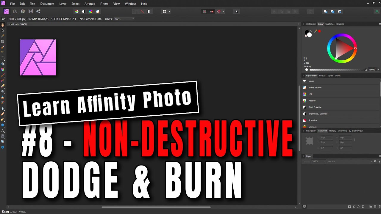 Learn Affinity Photo #8 - Non-destructive Dodge and Burn tools - YouTube
