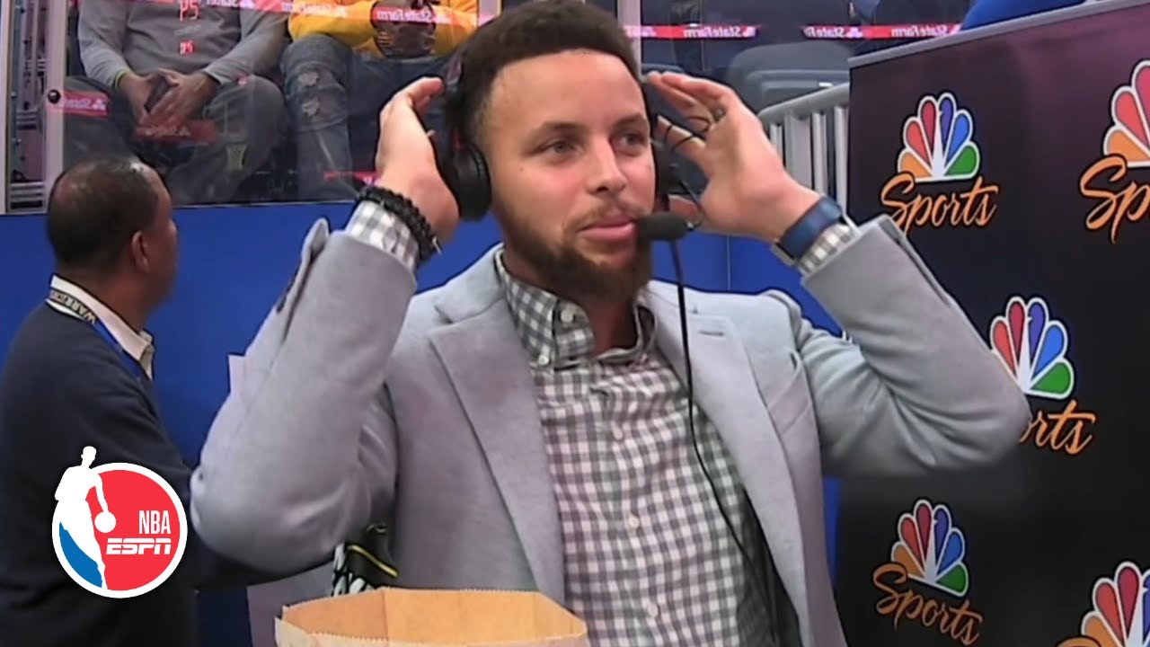 Steph Curry tries out his skills as sideline reporter | 2019-20 NBA ...