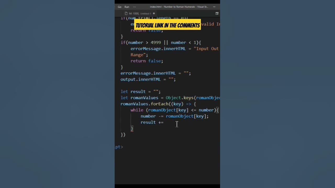 Number to Roman numerals using HTML CSS and JavaScript. #coding #code #javascript - YouTube