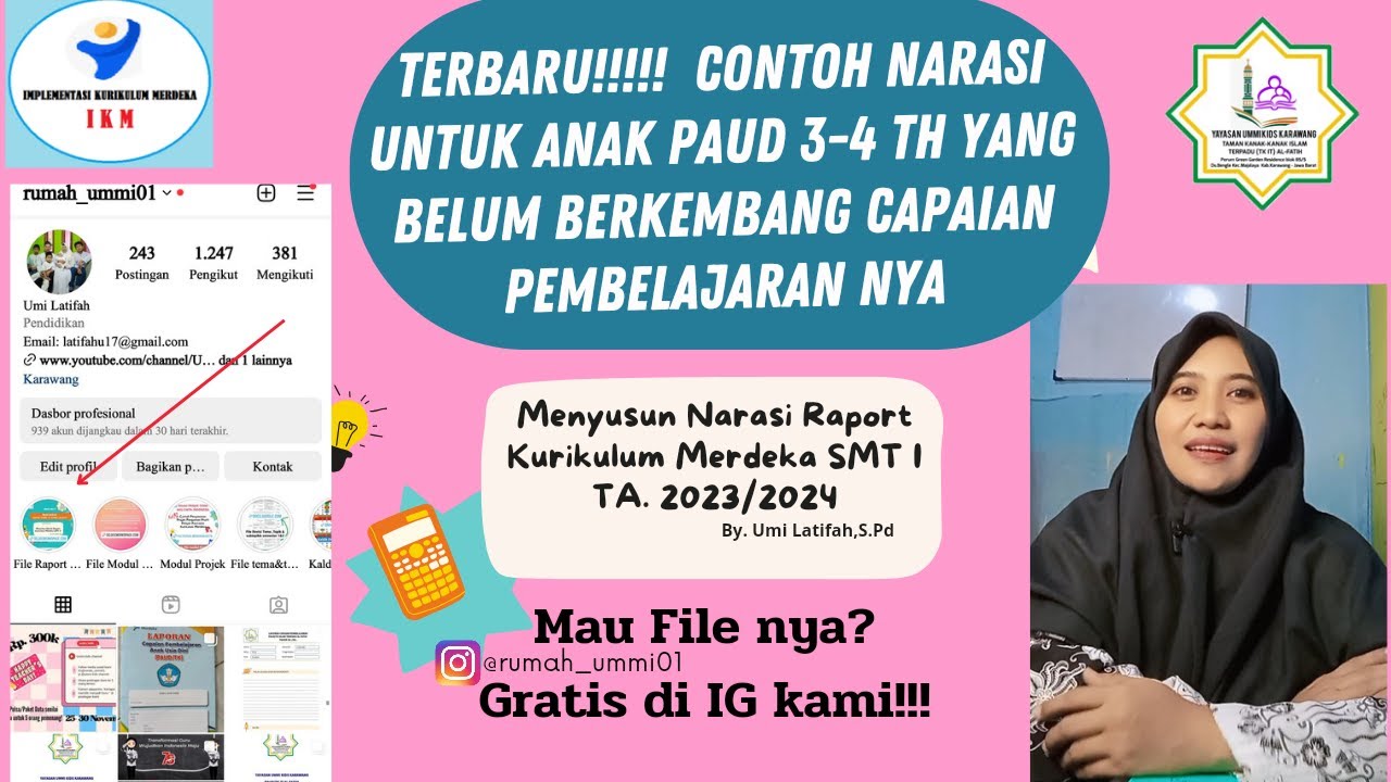 TERBARU!!!!Contoh Narasi RAPORT KURMER PAUD KB) 3- 4 tahun Yang belum ...