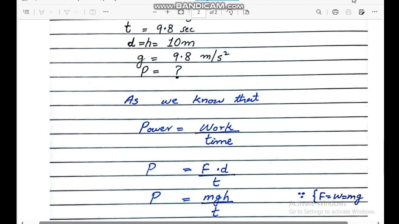 Physics Numerical | First Year | Unit 5 |Work,Power and Energy - YouTube