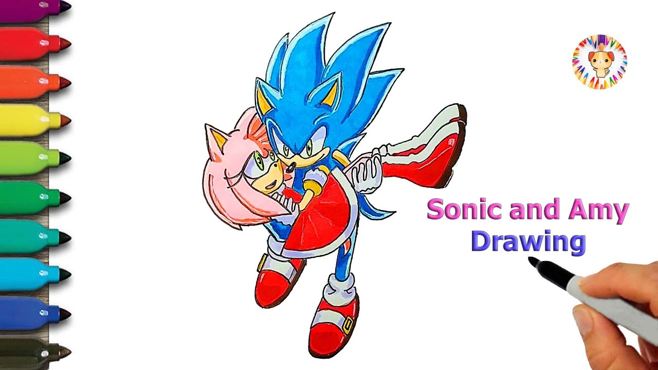 How to draw Sonic and Amy Rose 💙 Sonic and Amy Rose drawing easy step ...